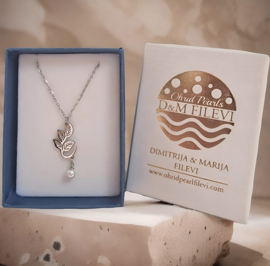 Silver Leaf Ohrid Pearl Necklace - Ohrid Pearls FIlevi